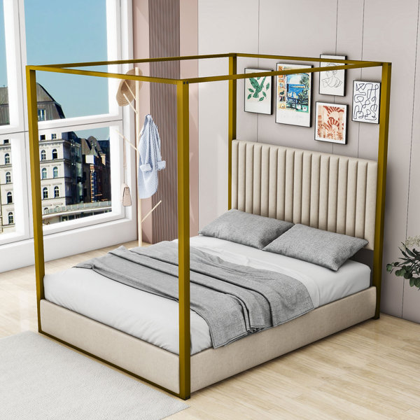 Mercer41 Wycliffe Queen Upholstered Canopy Platform Bed With Headboard